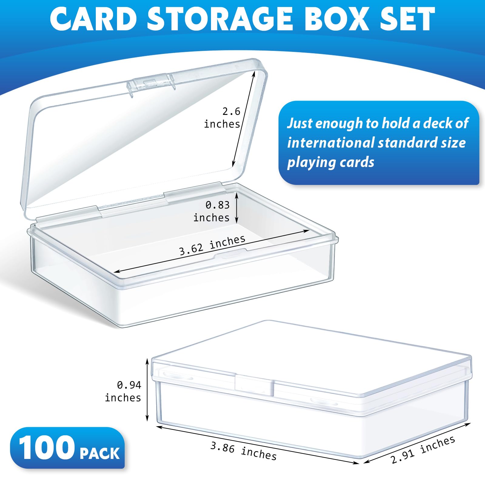 Vicenpal 100 Pcs Playing Card Box Trading Card Case Clear Card Deck ...