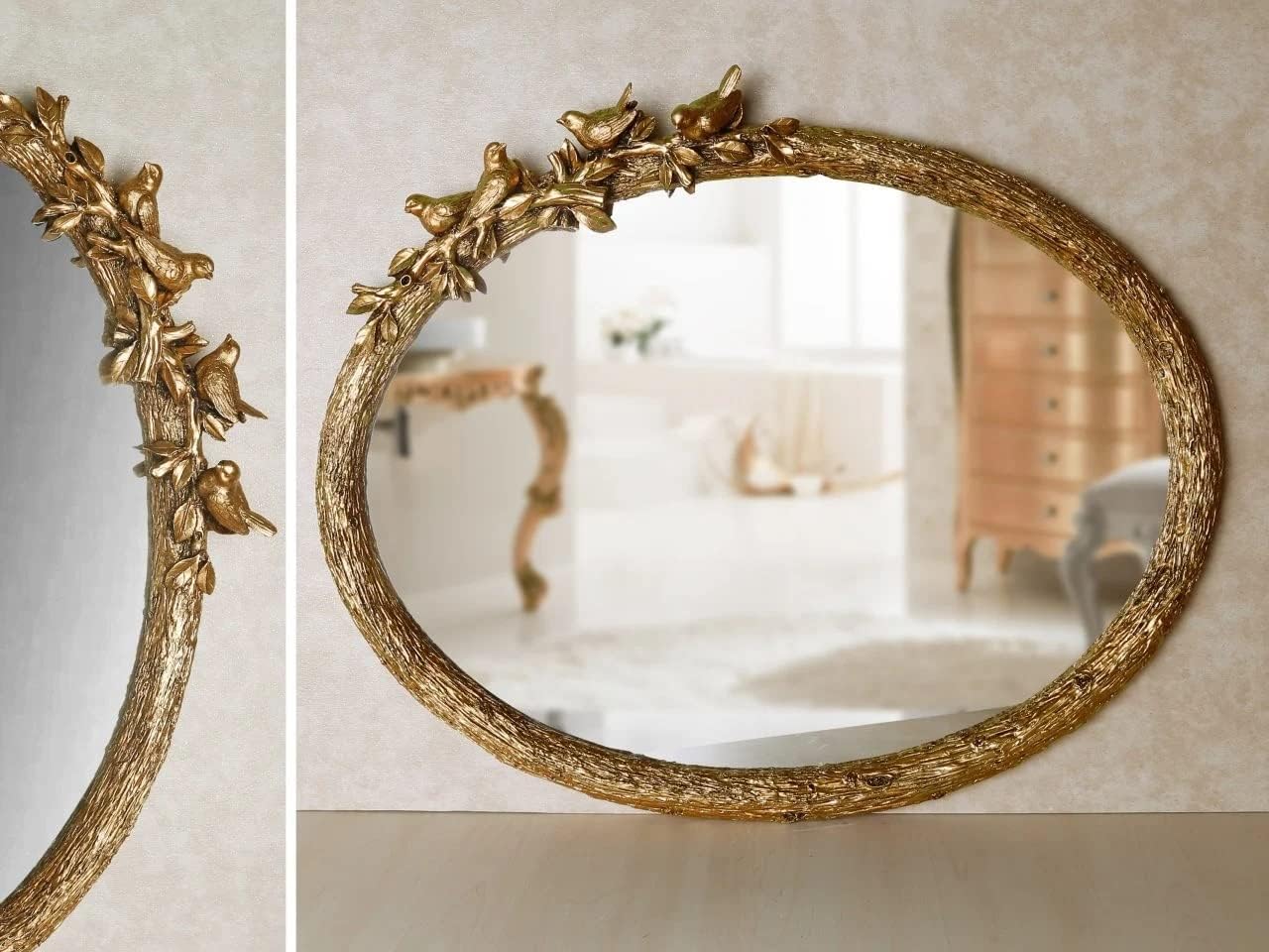 Amazon.com: Bird Oval Wall Mirror in Gold Color : Home & Kitchen