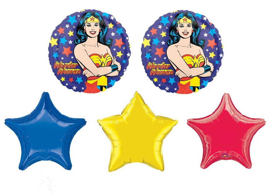 Wonder Woman Balloon Bouquet - 5 Foil Balloons Bundle : Amazon.in: Toys ...