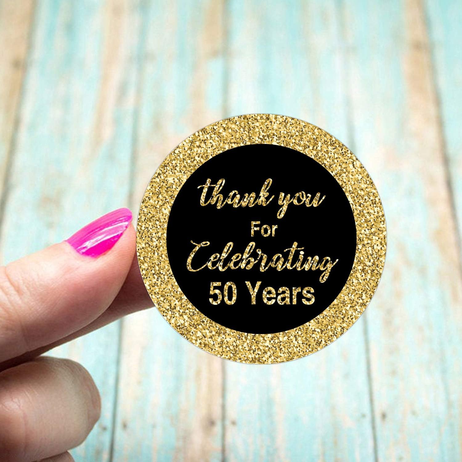 Black and Gold 50th Birthday Thank You Stickers - Philippines | Ubuy