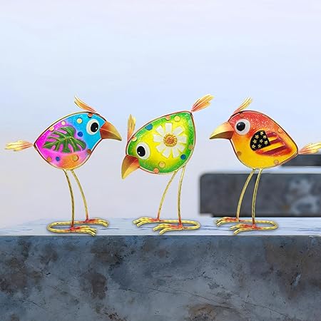 Amazon.com: SILERUR Garden Decor Metal & Glass Bird Decor for Indoor ...