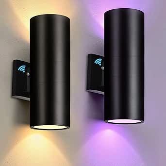 iYogaled RGB Outdoor Wall Light Fixtures, Smart Cylinder Exterior ...