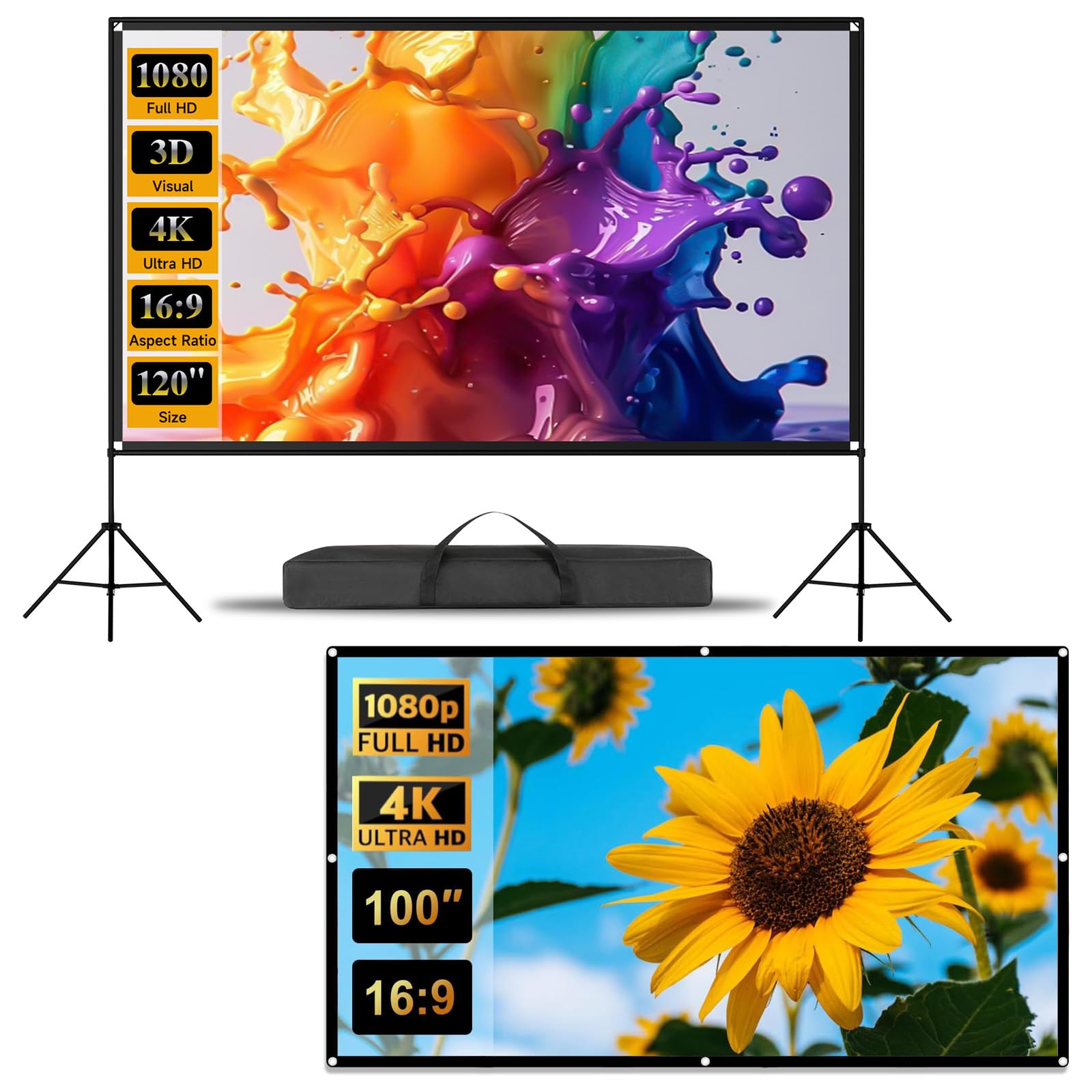 Amazon.com: 120 INCH Stand Screen and 100 INCH Screen Combo : Electronics