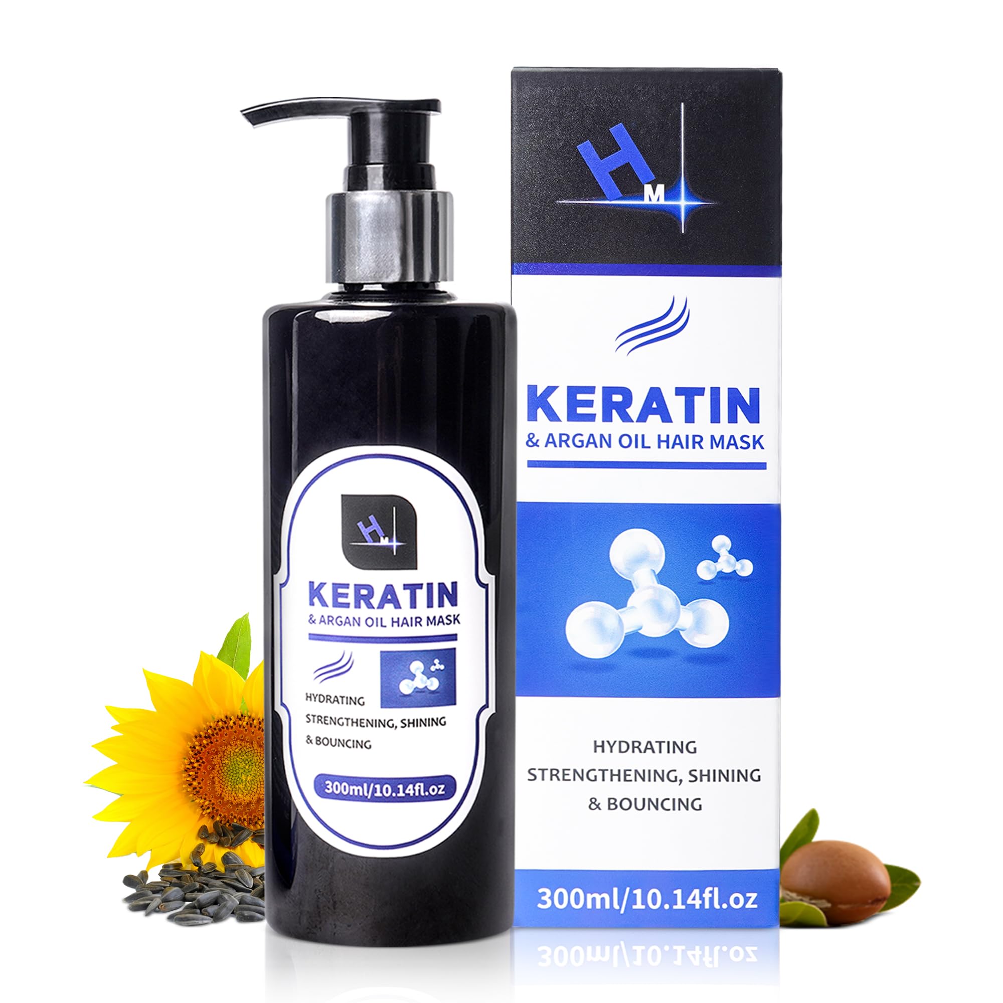 HM Keratin & Argan Oil Leave-In Hair Mask - Protein Deep Conditioning ...