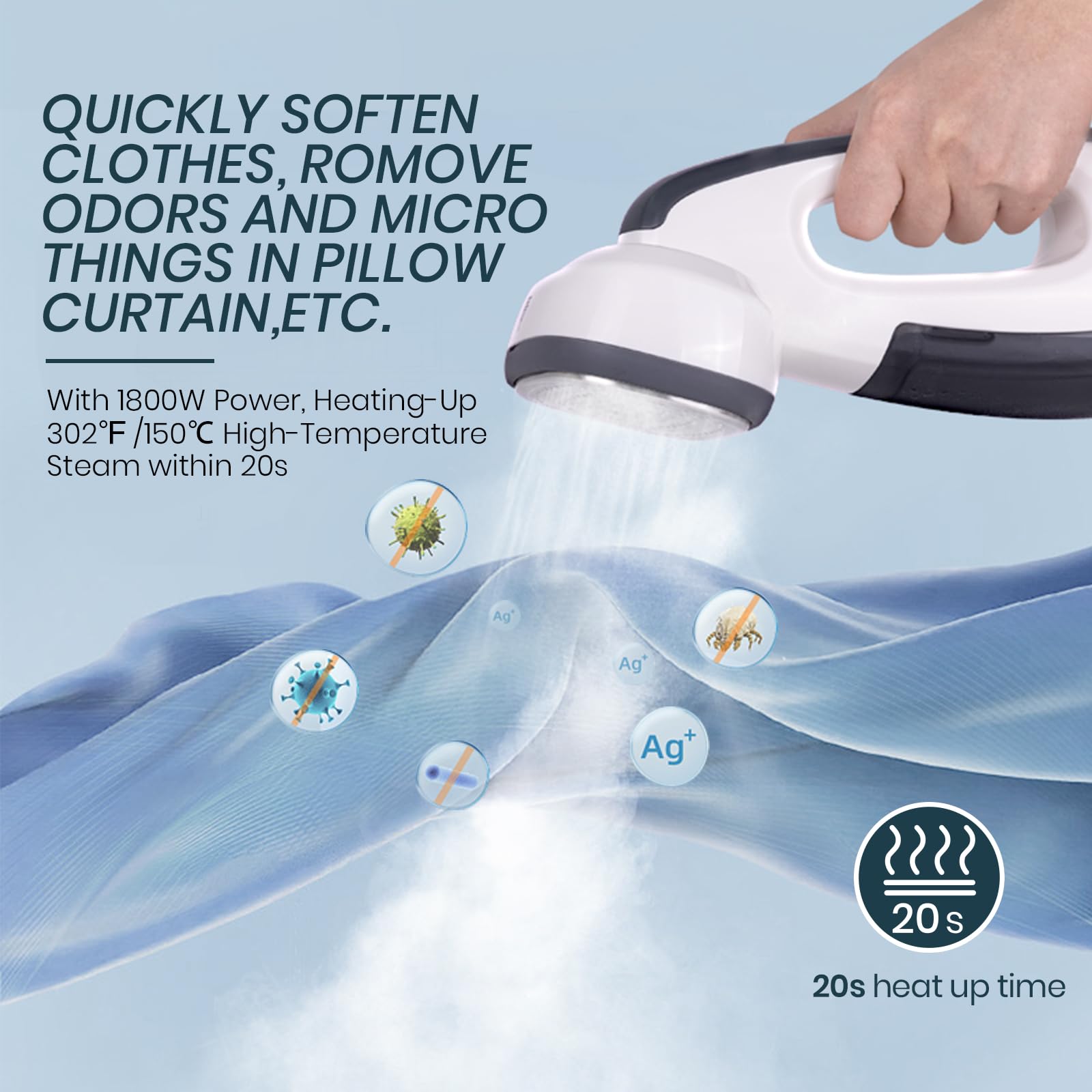 Oghom Steamer For Clothes Steamer VOUTOORO 1800W Steamer & Iron 2-in-1 ...