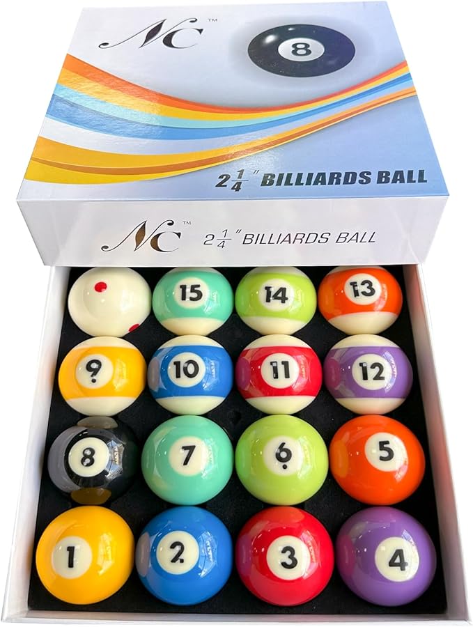Amazon.com : HMQQ Billiard Balls Set, Deluxe 2-1/4" Regulation Size ...