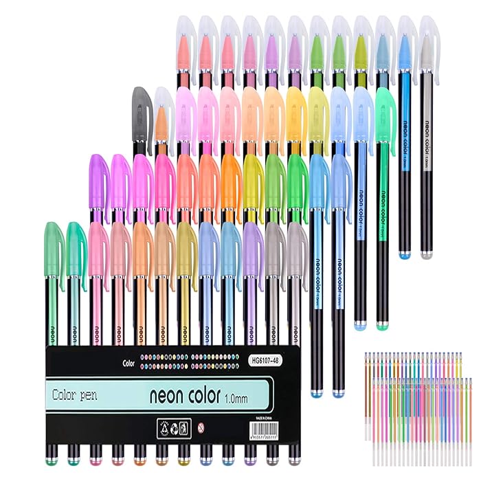 Buy 96 Pack Gel Pens for Adult Coloring Book 48 Unique Gel Pen Plus 48 ...