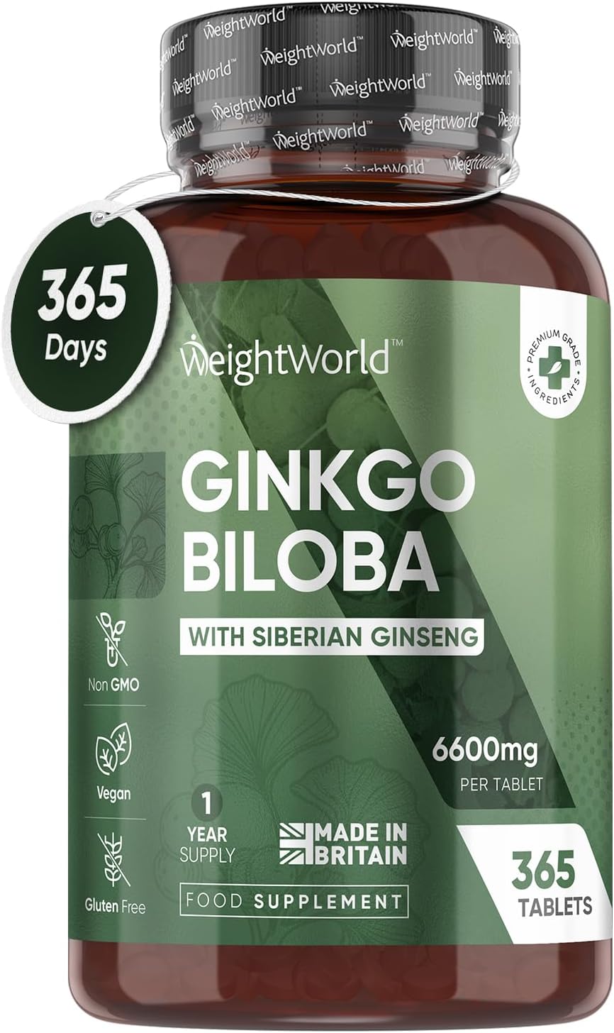 Ginkgo Biloba 6000mg & Ginseng 600mg per Tablet - 365 High Strength ...