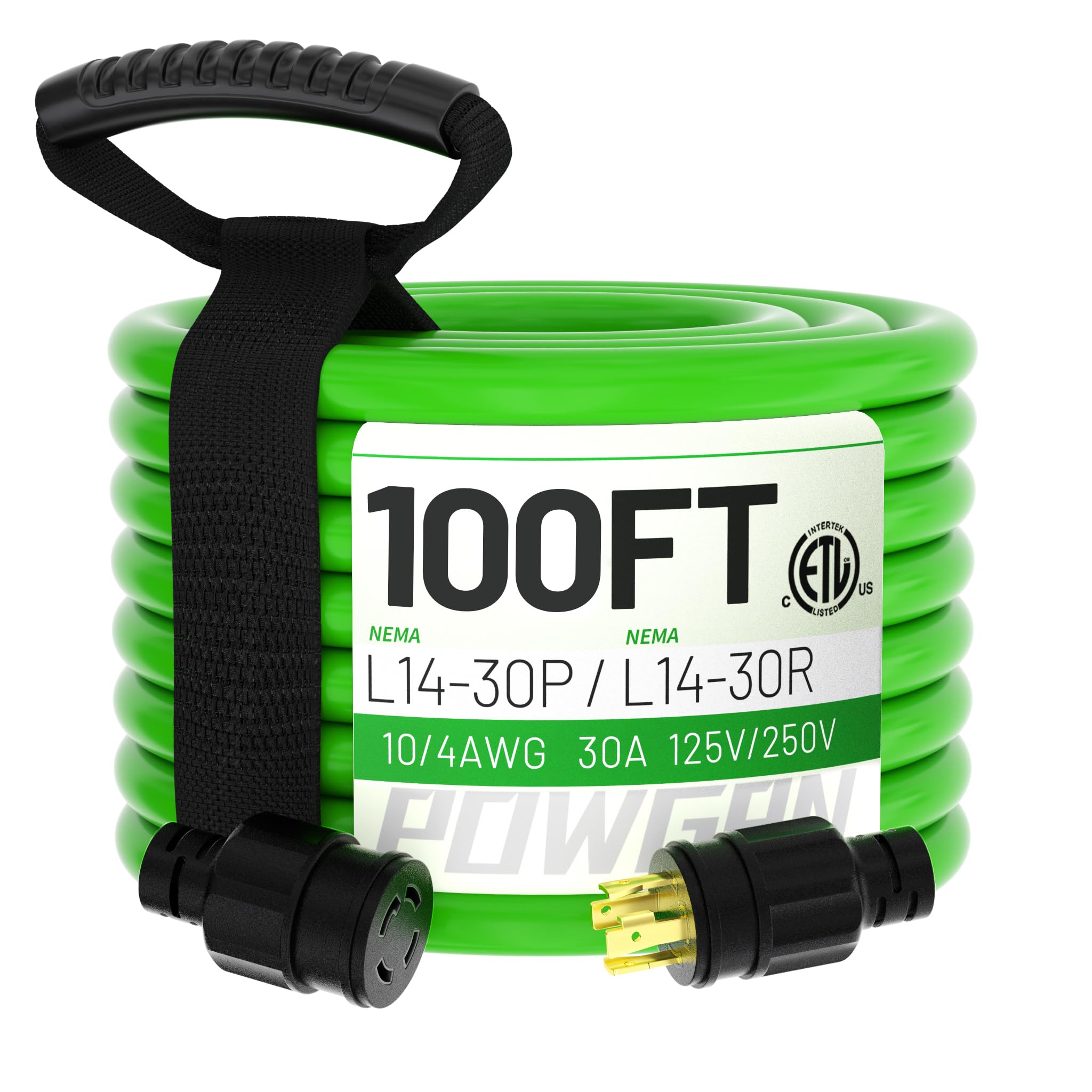 Snapklik.com : POWGRN 100Feet 30 Amp Generator Extension Cord 4 Prong ...