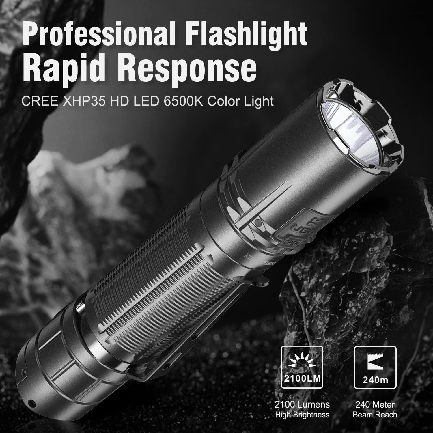Klarus XT2CR Pro 2100 Lumens USB C Rechargeable Tactical Torch, Dual ...