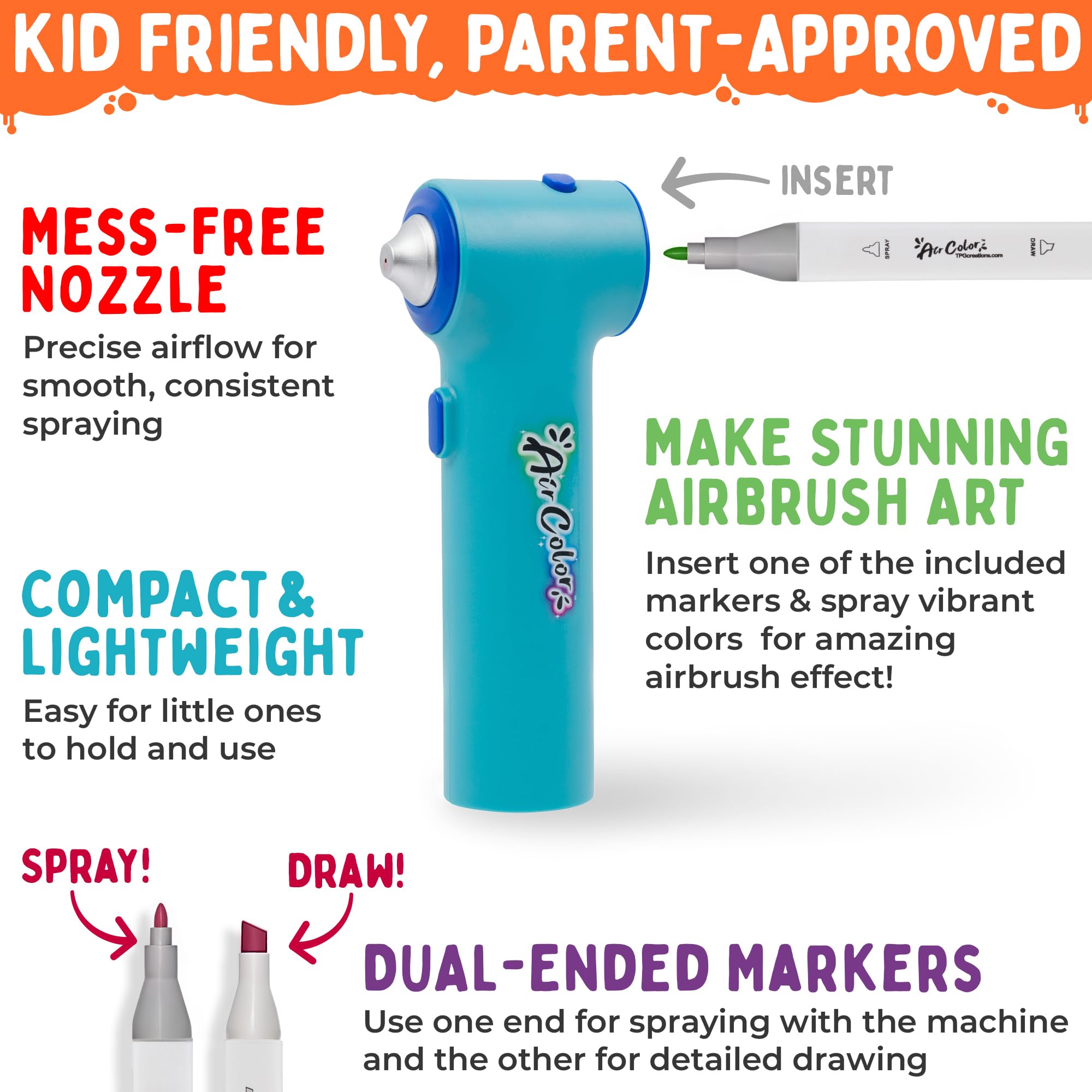 Snapklik.com : Air Color Airbrush Marker Kit For Kids, Cordless And ...