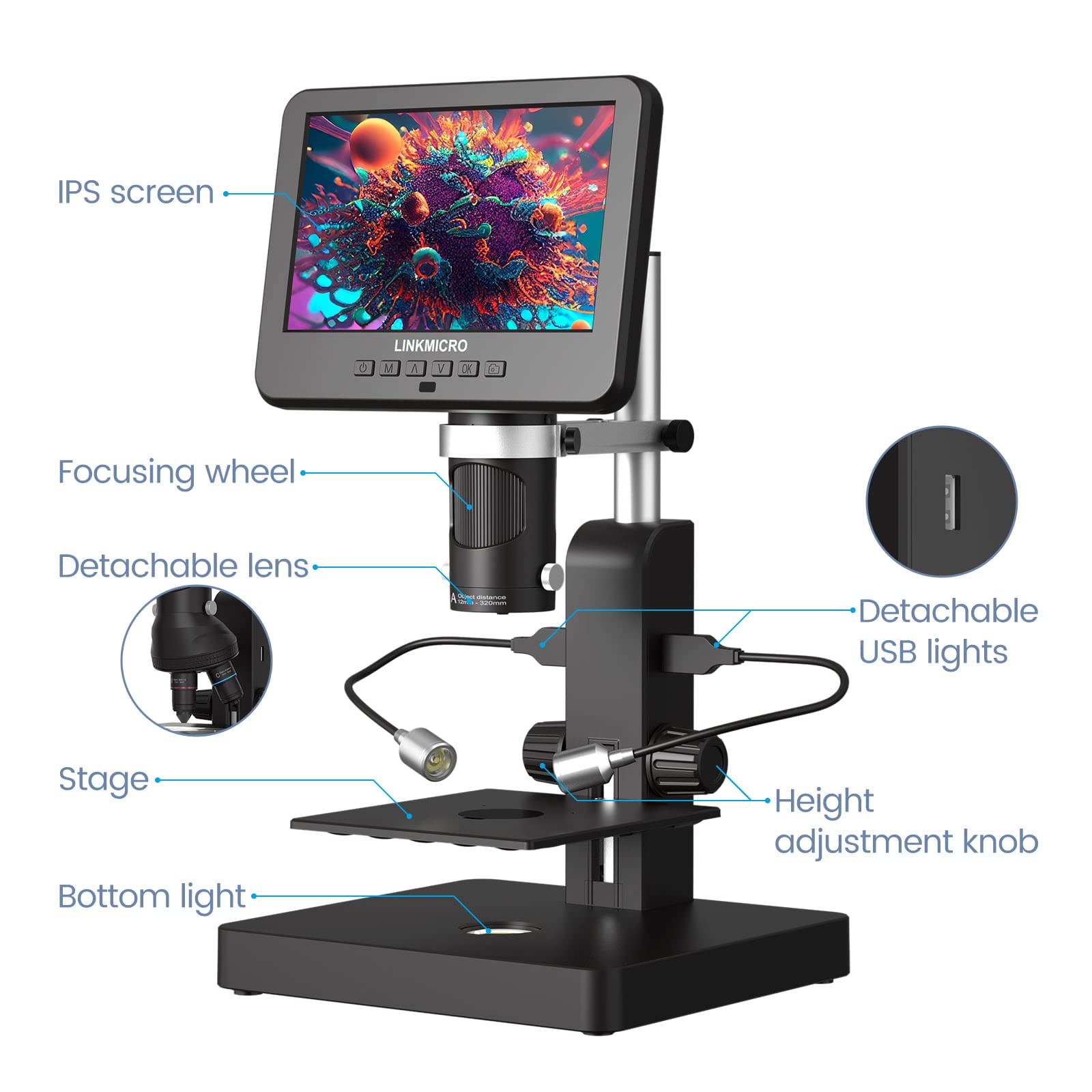 Snapklik.com : HDMI Digital Microscope 3 Lens 4000X, LINKMICRO LM246SP ...