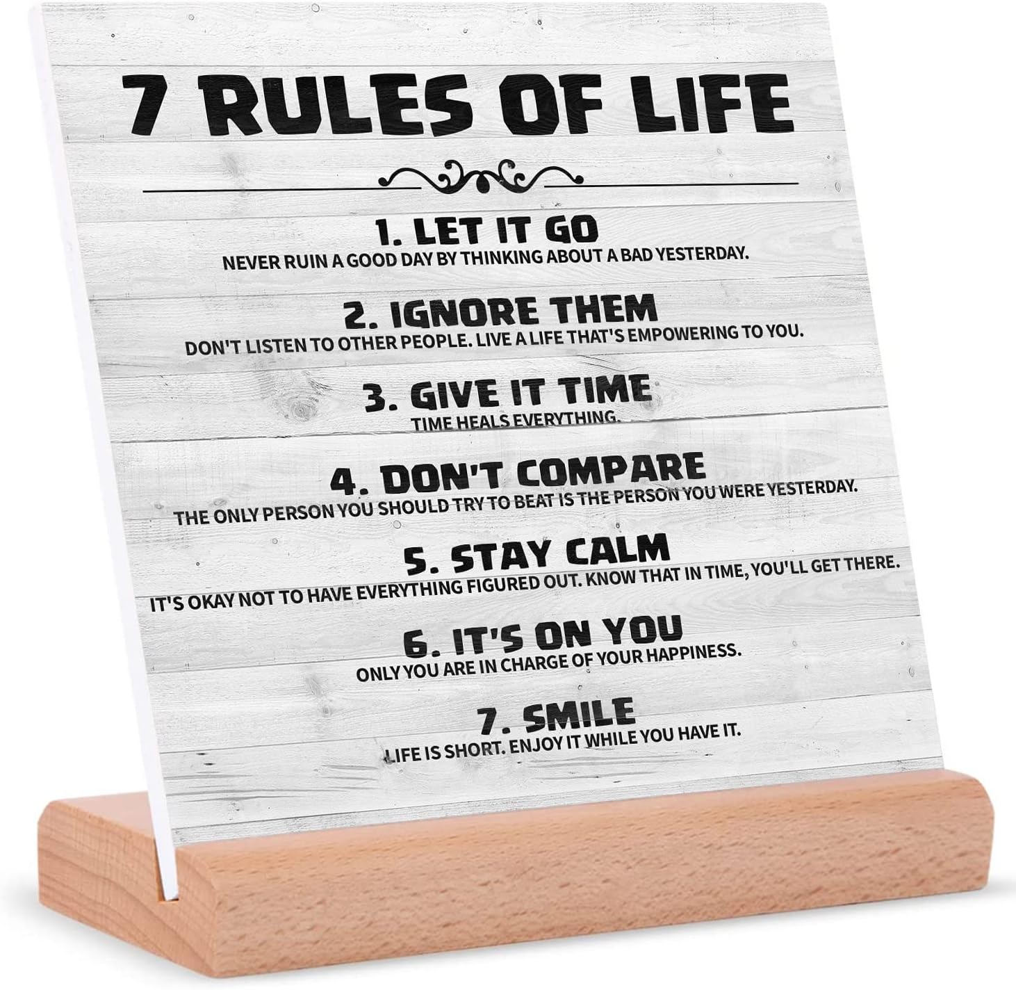 Amazon.com: Swathie Office Desk Decor, 7 Rules of Life Inspirational ...