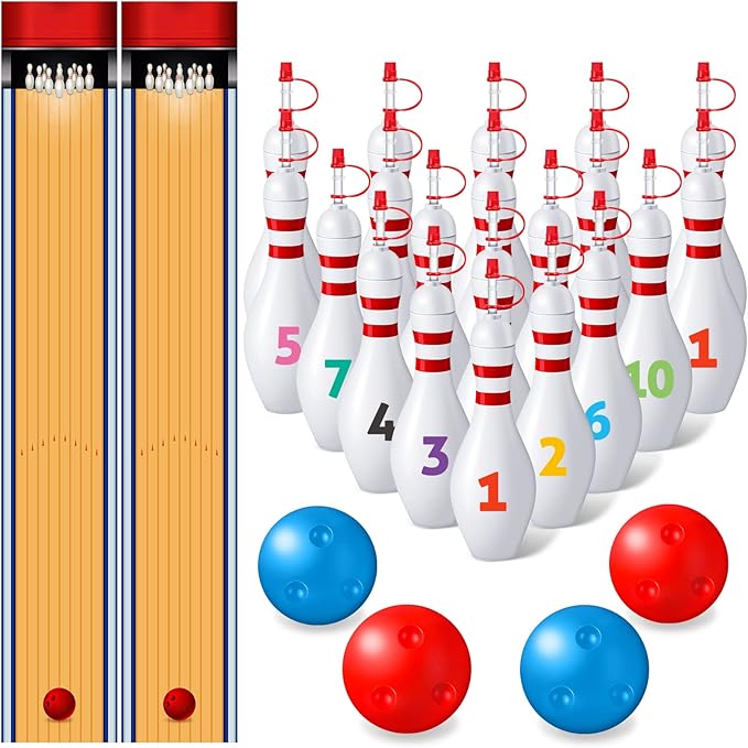 Amazon.com: 10oz Bowling Pin Shape Cups Set with Lids and Straws ...