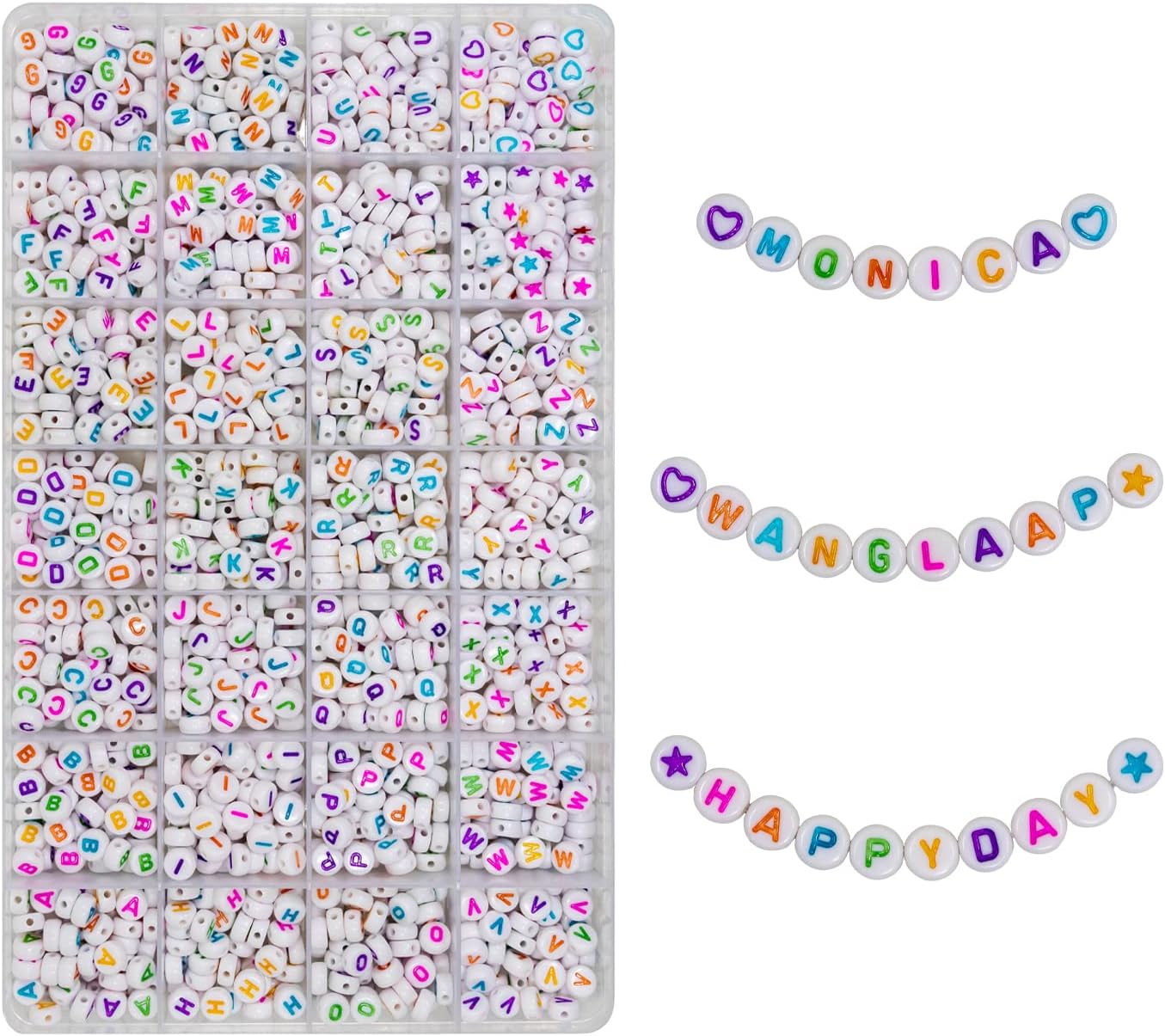 Amazon.com: 600 Pieces 6mm DIY Clear Colorful Acrylic Alphabet Letter ...