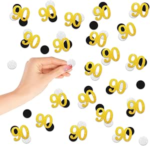 Amazon.com: Number 90 Confetti, 90th Birthday Table Confetti, Black ...