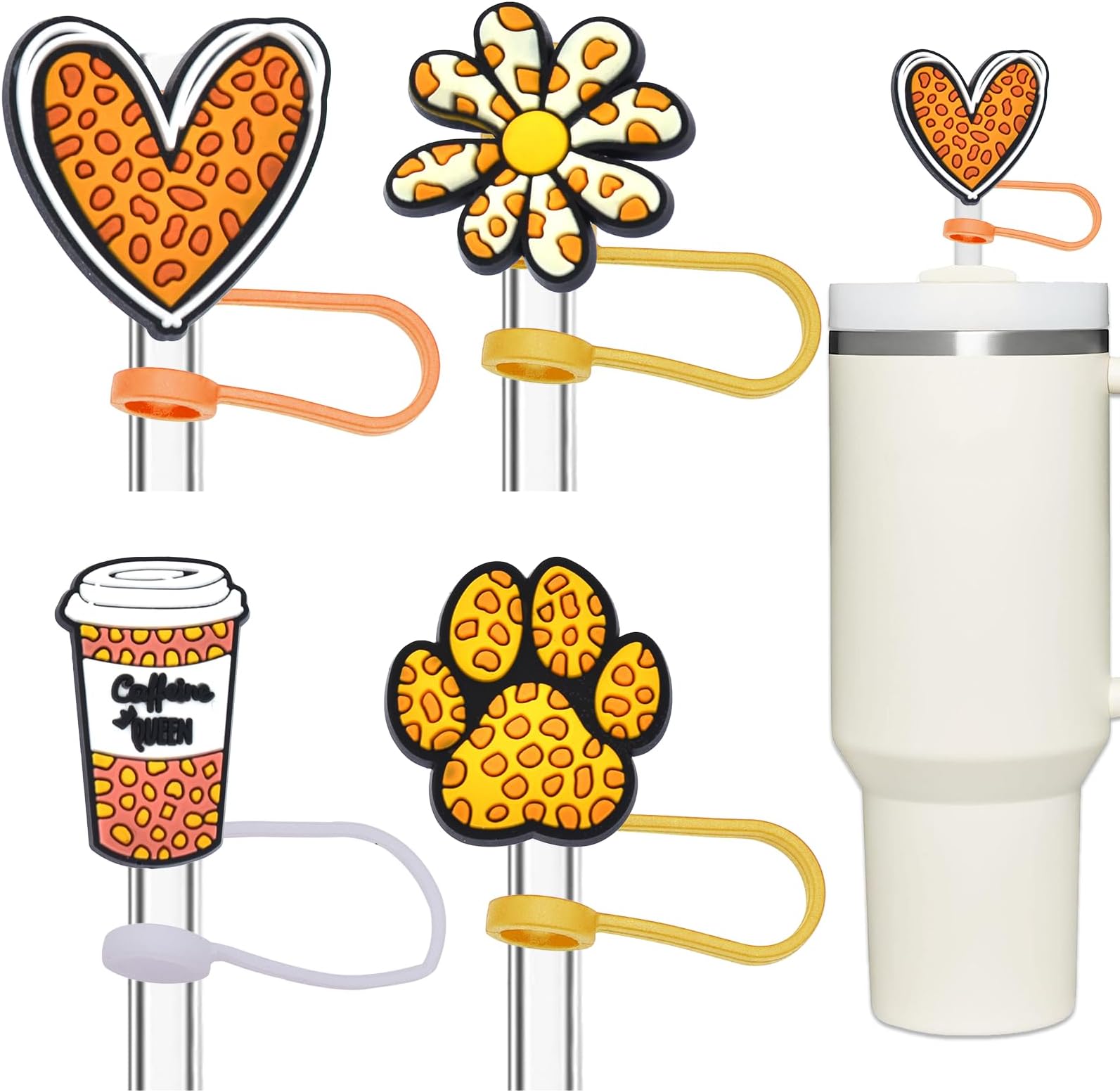 Amazon.com: 4Pcs Straw Cover for 40oz & 30oz Tumbler, 10mm Leopard ...