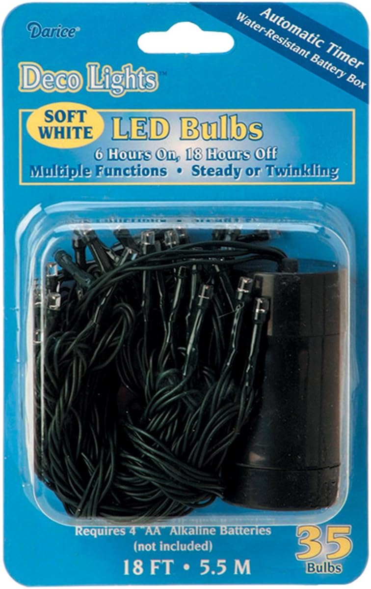Amazon.com: Darice Deco Lights 35 Count LED, 18-Feet, Clear Bulbs with ...