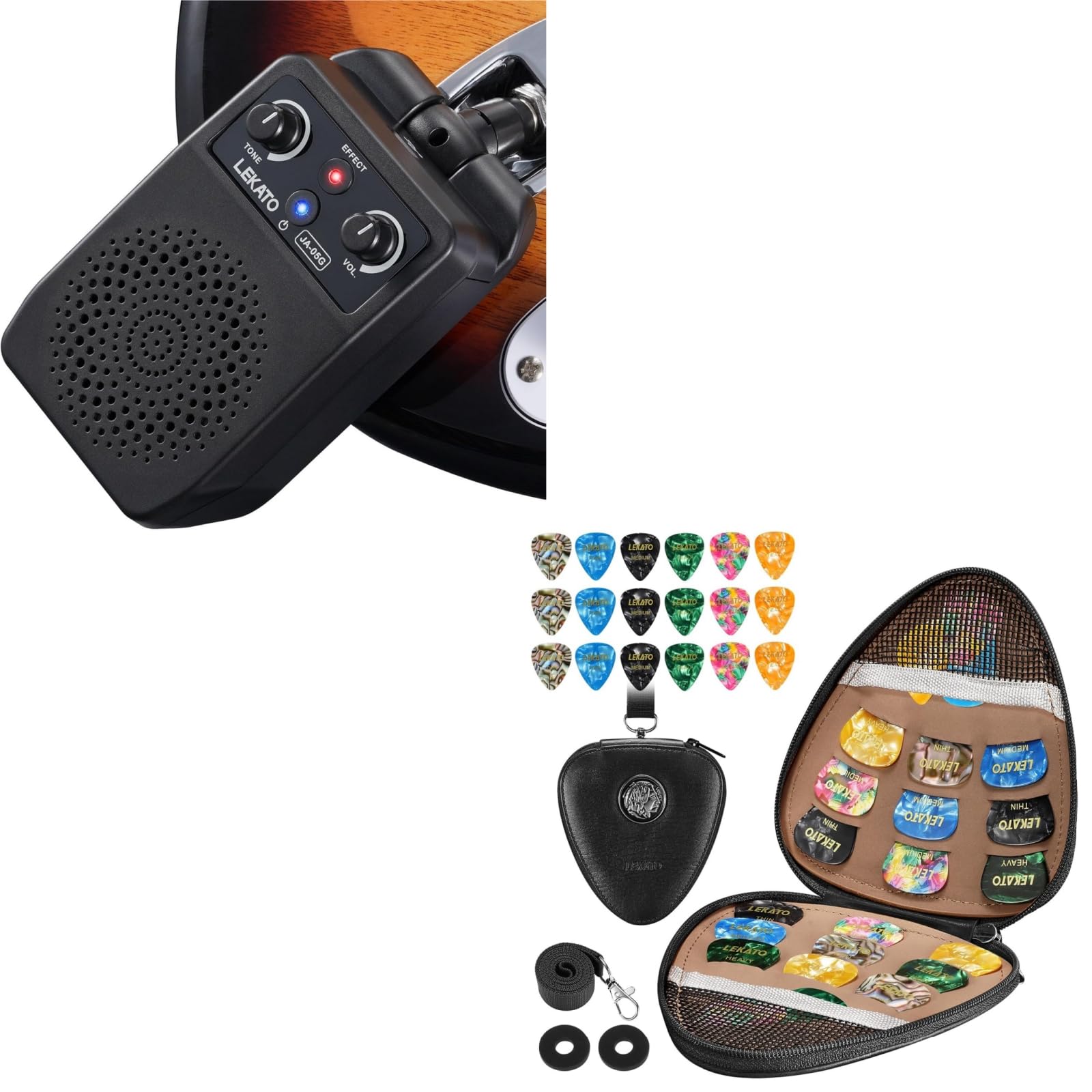 Amazon.com: LEKATO Mini Electric Guitar Amp + Guitar Picks Holder Case ...