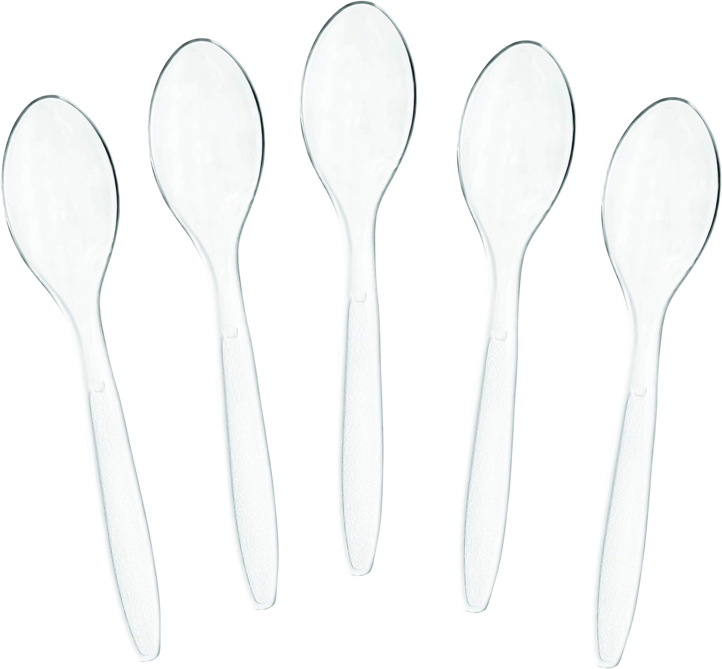 Amazon.com: Stock Your Home Clear Plastic Spoons, Heavyweight Plastic ...