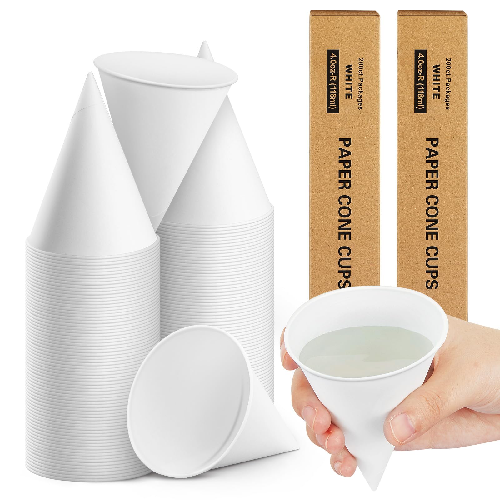 Amazon.com: Roshtia 400 Pcs Paper Cone Cups Thicken Cone Cups ...
