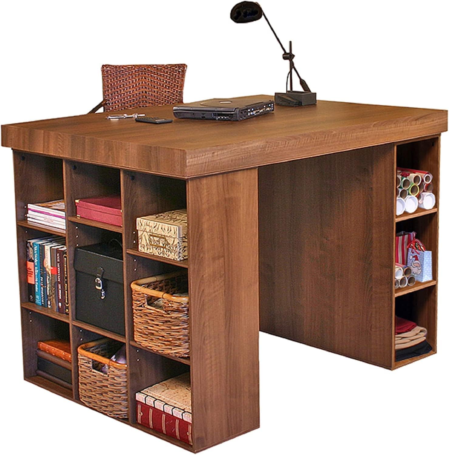 Amazon.com: Project Center Desk with Bookcase and 3 Bin Cabinet-Walnut