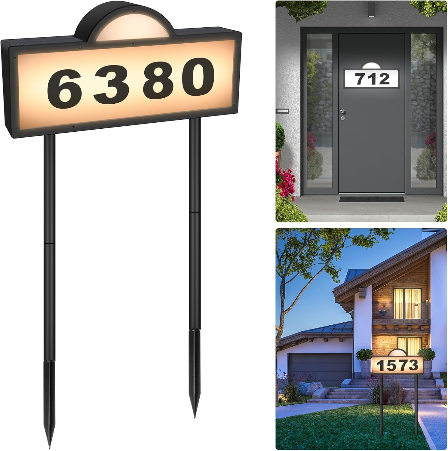 Amazon.com: Solar House Number Sign, Solar Address Signs for Yard ...