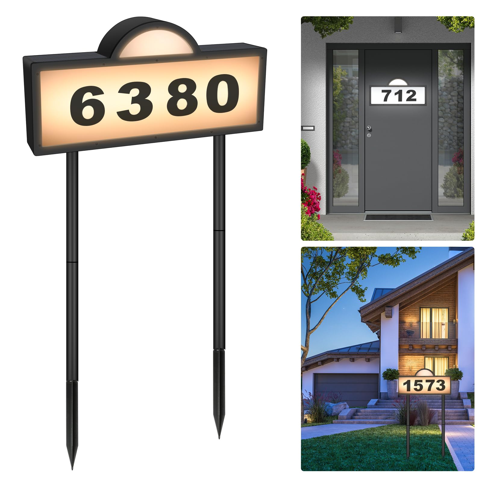 Amazon.com: Solar House Number Sign, Solar Address Signs for Yard ...