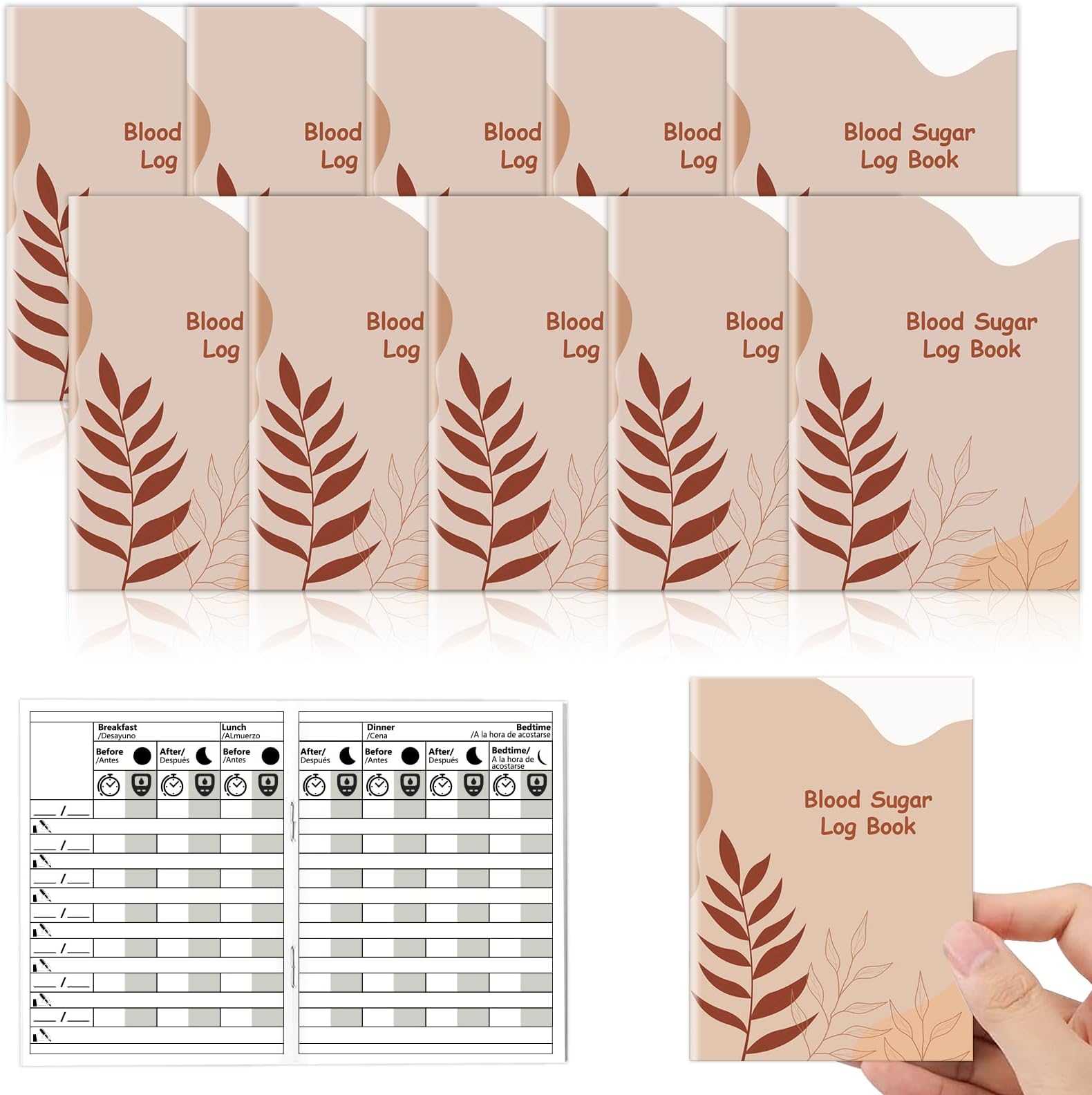 Amazon.com: 10 PCS Blood Sugar Log Book Pocket Size 3*4inch Daily ...