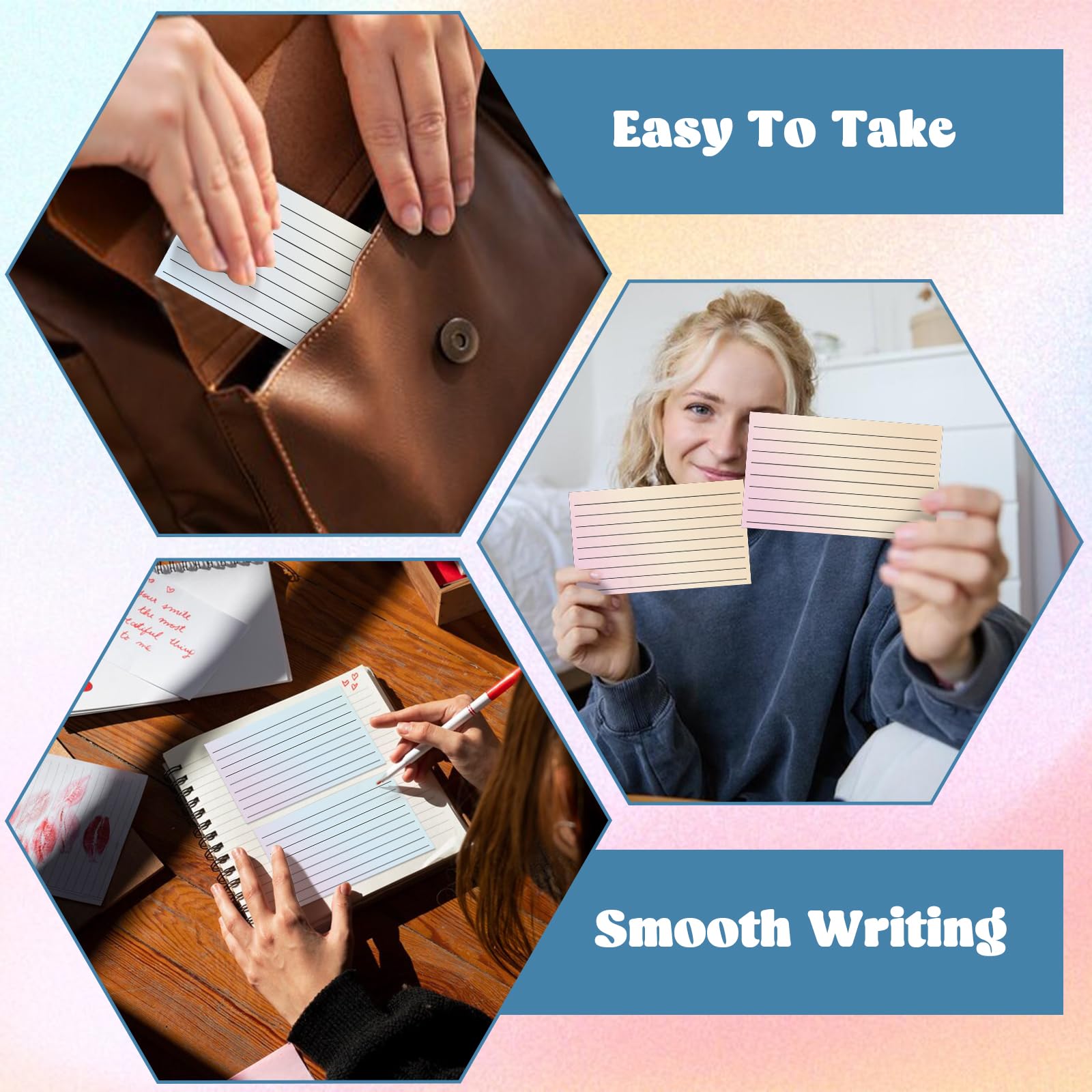 Snapklik.com : 600 Pack Ruled Index Cards 3x5 Gradient Colored Index ...