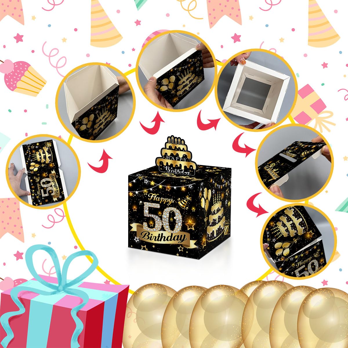 Snapklik.com : 50 Years Old Surprise Box Gift Box For Money Pull, Money ...