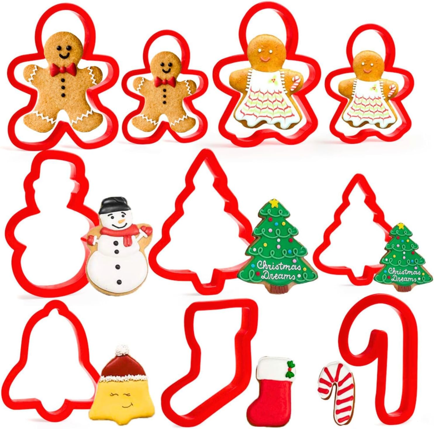 Amazon.com: Christmas Cookie Cutter Set - 10 Piece Plastic Gingerbread ...