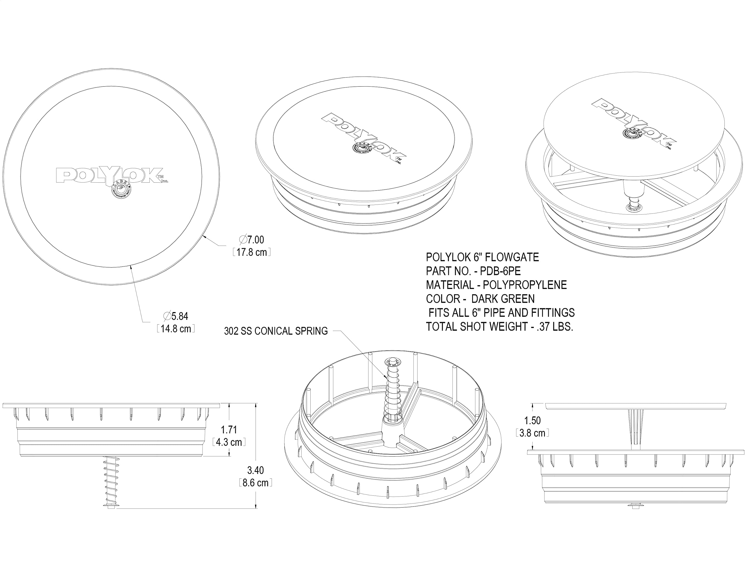Snapklik.com : Polylok 6" Flow Gate