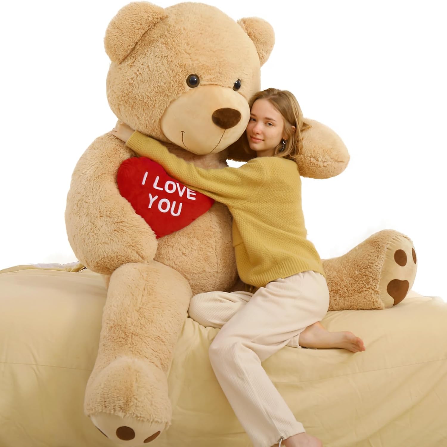 Amazon.com: BENINY Red Heart Giant Teddy Bear 6ft, Big Teddy Bear ...