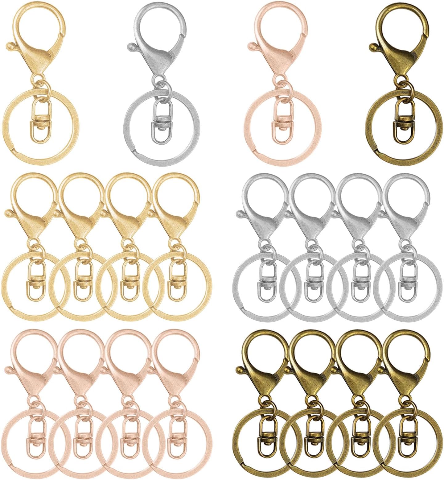 Amazon.com: 5 Set Key Chain Flat Key Rings Women Metal Swivel Clasps ...