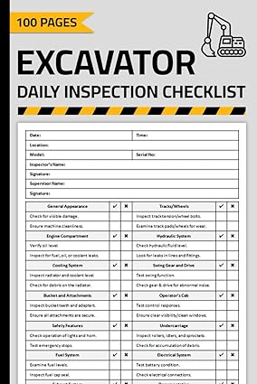 Excavator Daily Inspection Checklist: Excavator Pre-Operation ...