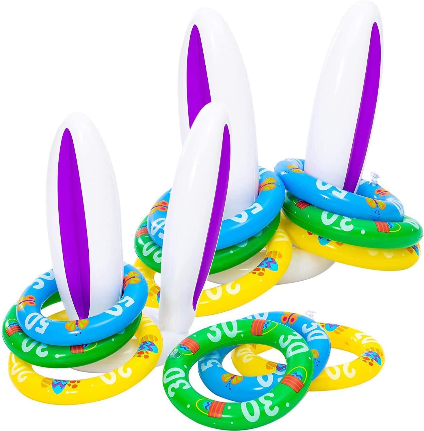 Amazon.com: JOYIN Inflatable Bunny Ear Ring Toss Game (2 Sets & 12 ...