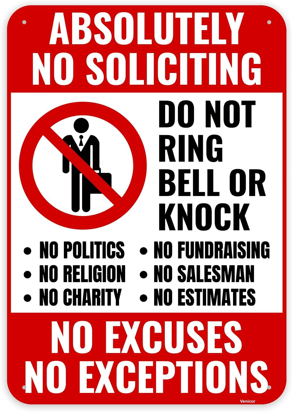 Amazon.com: MC No Soliciting Sign, Rust Free Aluminum Warning Sign for ...