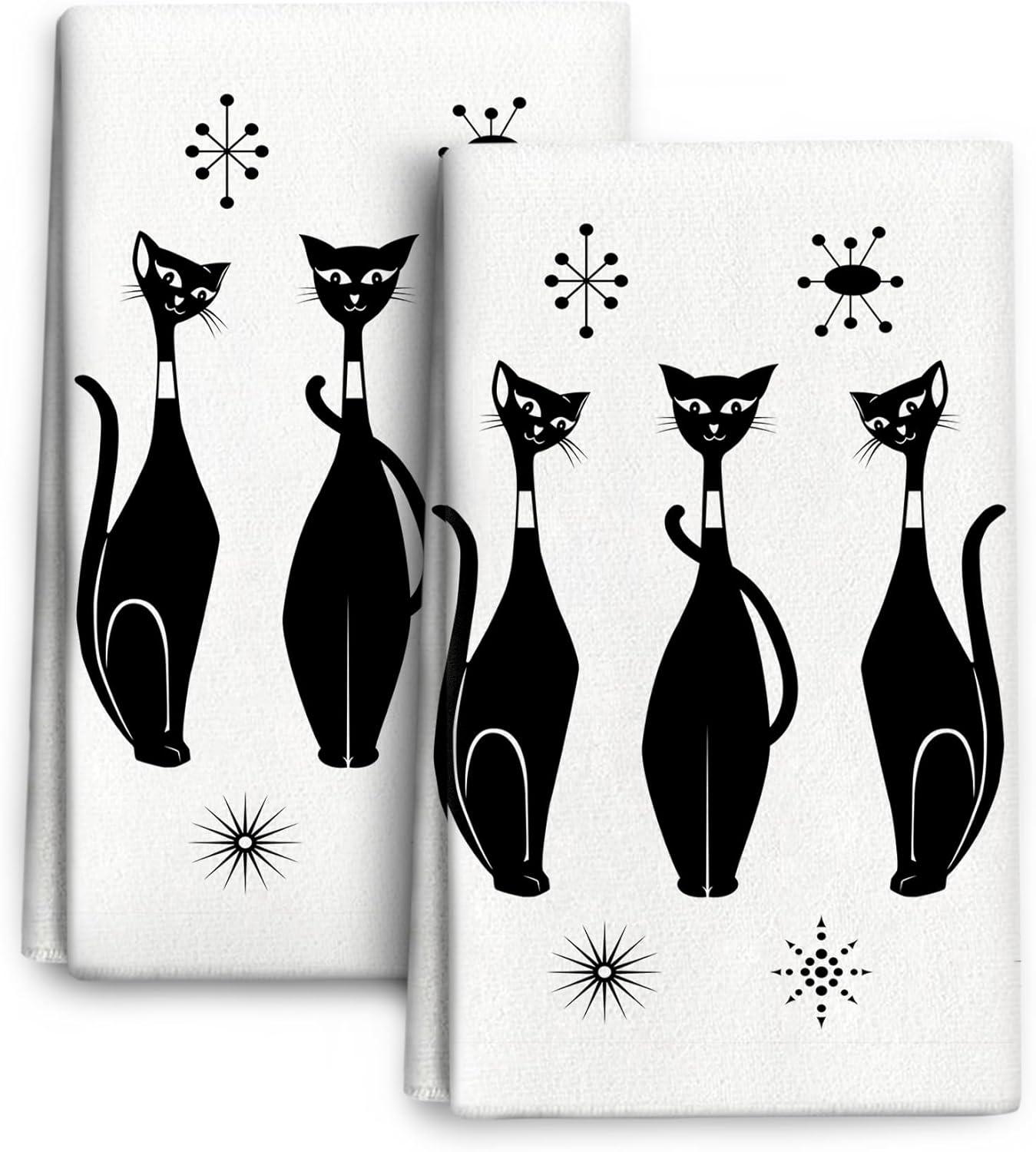 Amazon.com: Mid Century Modern Black Cat Kitchen Towels Decorative Set ...