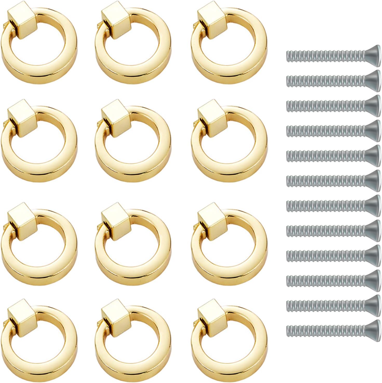 12 Pcs Modern Simplicity Ring Handle Zinc Alloy Single Hole Drawers ...