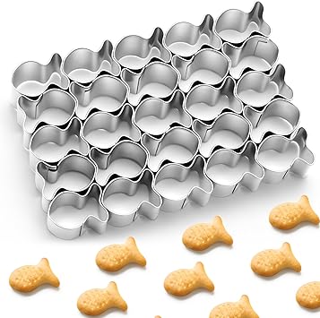 Amazon.com: Ninehaoou Gold Fish Cracker Cutter 25 Cavity Fish Cookie ...