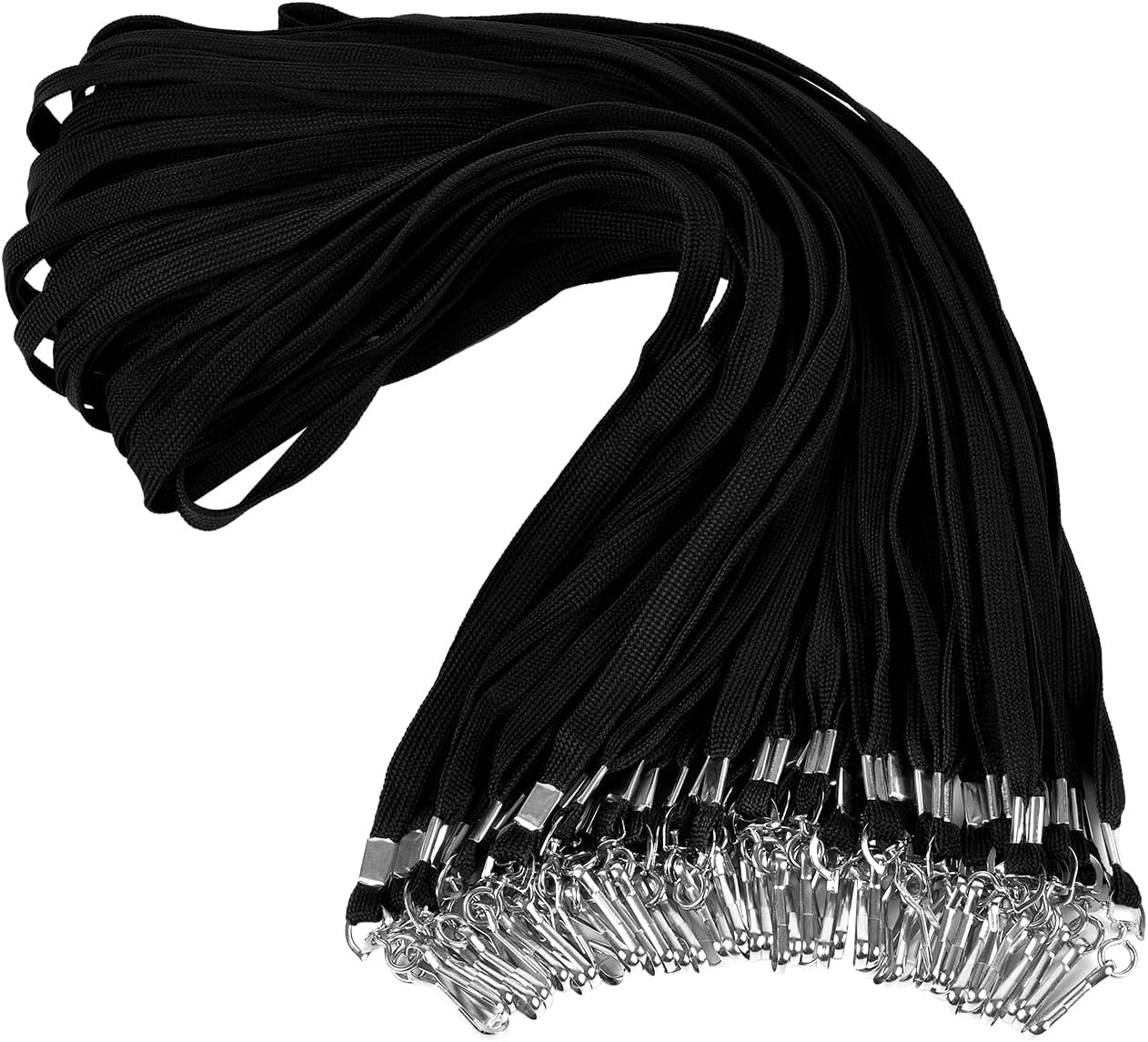 Amazon.com: PEAKEEN Black Lanyards 100 Pack Bulk Badge Lanyards with ...