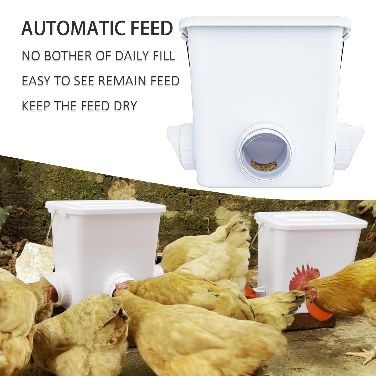 Snapklik.com : Automatic Chicken Feeder And Waterer Set Chicken Feed Bucket