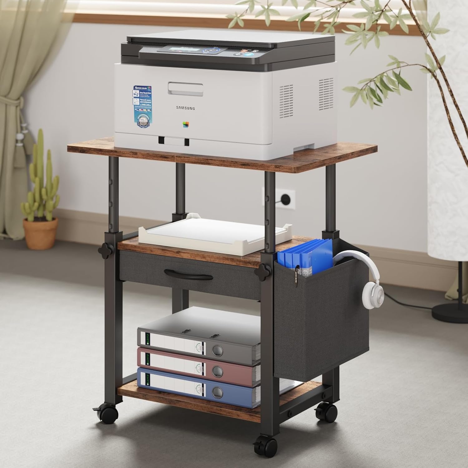 Amazon.com: YAOHUOO 23.6"x15" Large Printer Stand with Storage Drawer ...