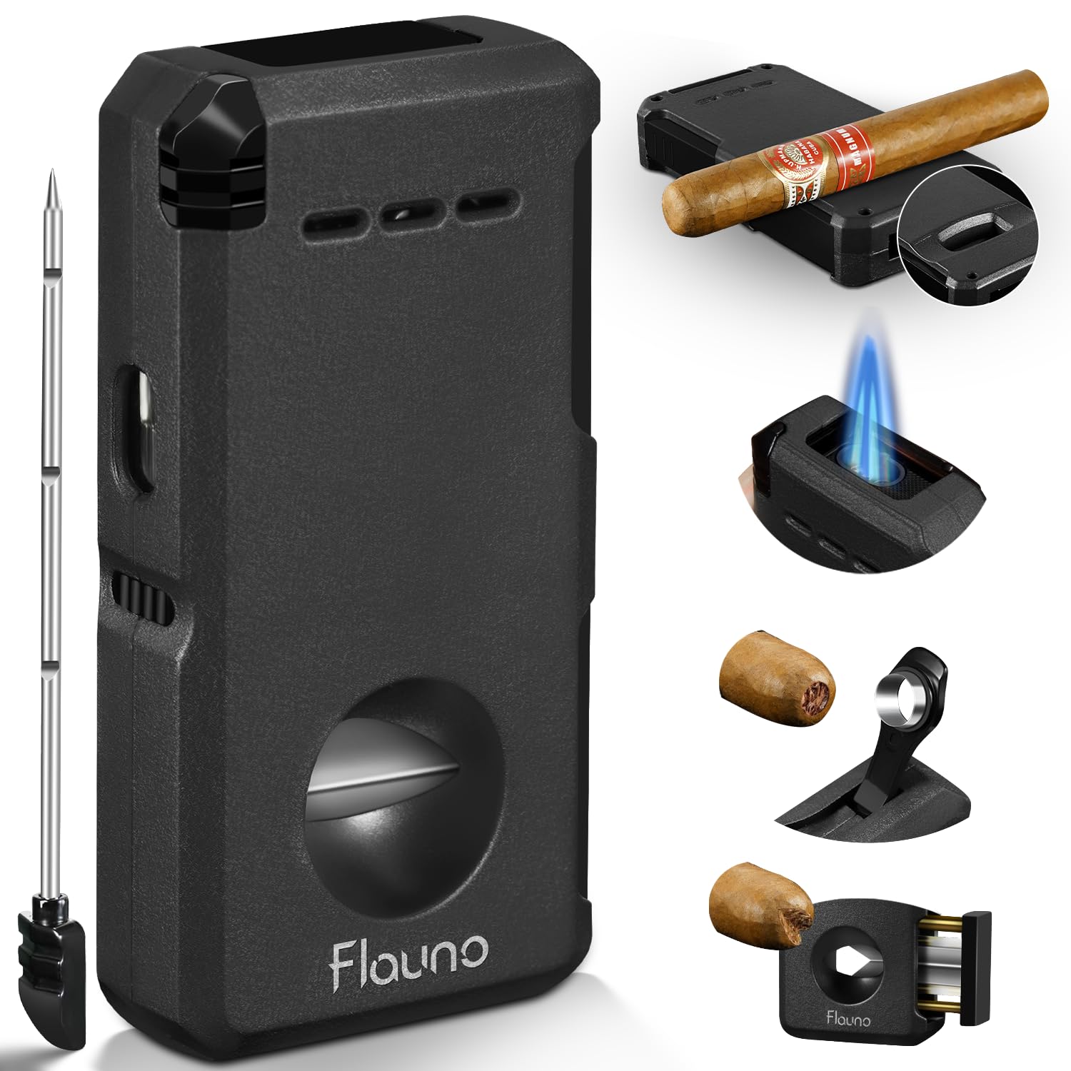 Amazon.com: Cigar Lighter, 5- in -1 Torch Lighter, Built-in V-Cut Cigar ...