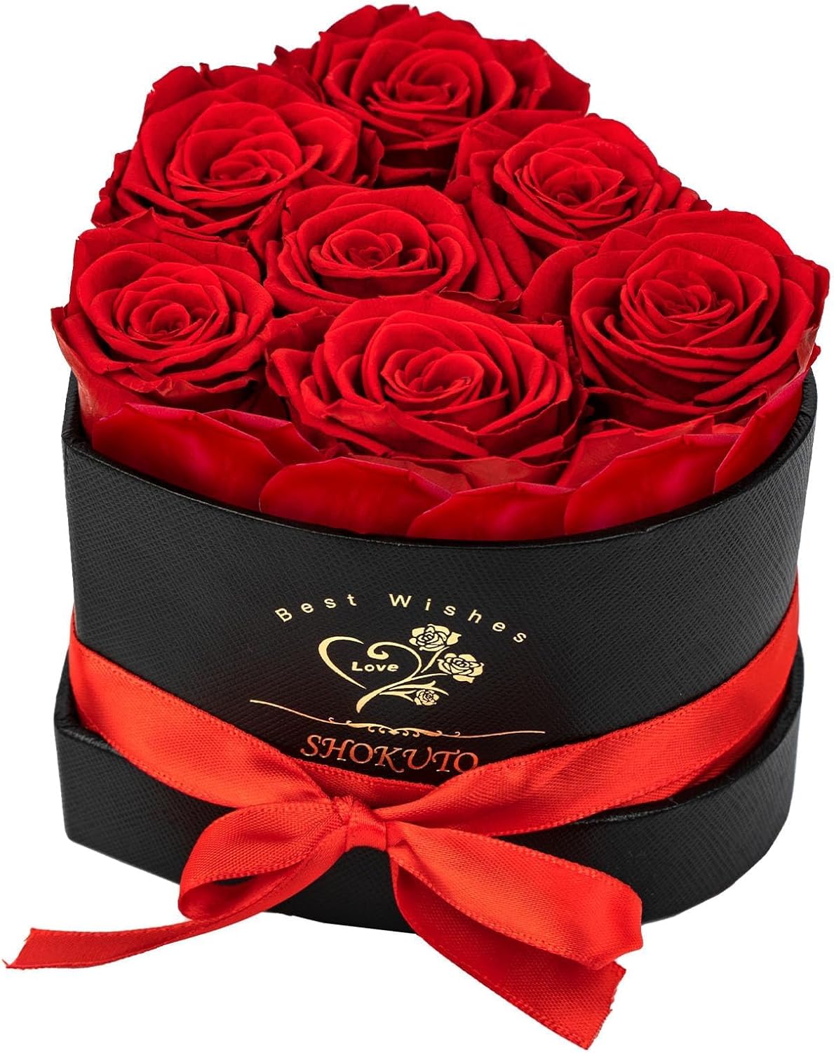 Amazon.com: 7-Piece Preserved Fresh Roses in Heart Box-Forever Flowers ...