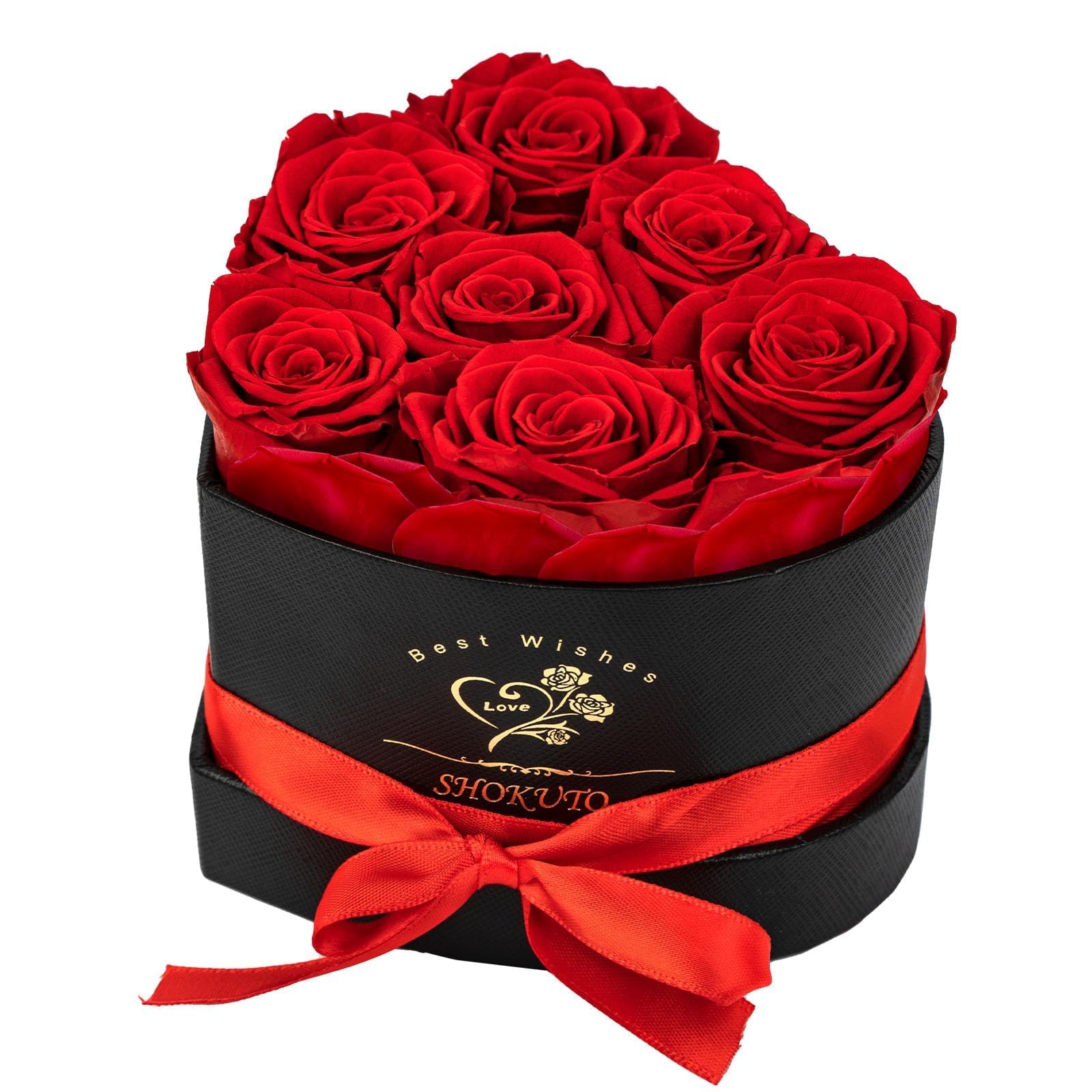 Amazon.com: 7-Piece Preserved Fresh Roses in Heart Box-Forever Flowers ...
