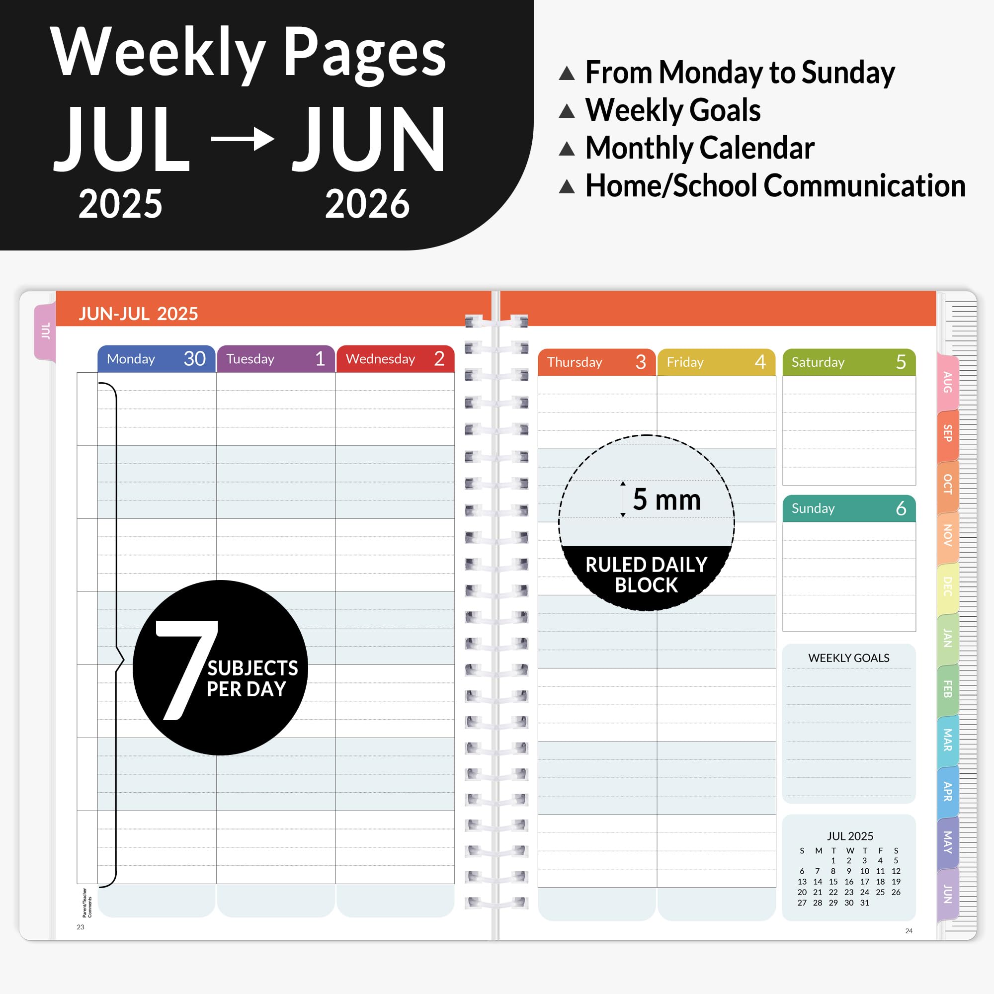 Student Organizer Student Planner 2025-2026 Academic Year - 9x11 ...
