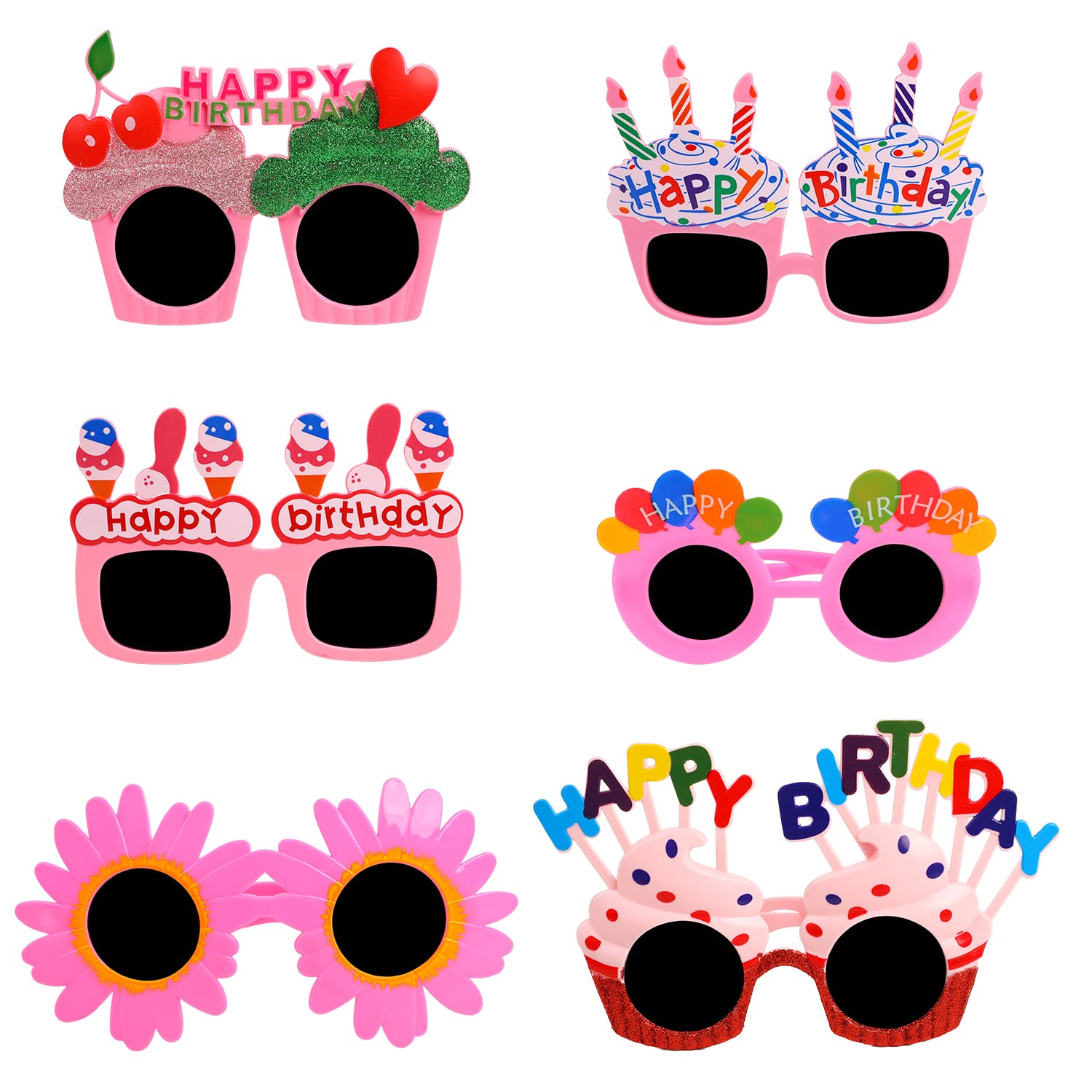 LOKIPA 6 PCS Birthday Party Glasses Happy Birthday Sunglasses Funny ...