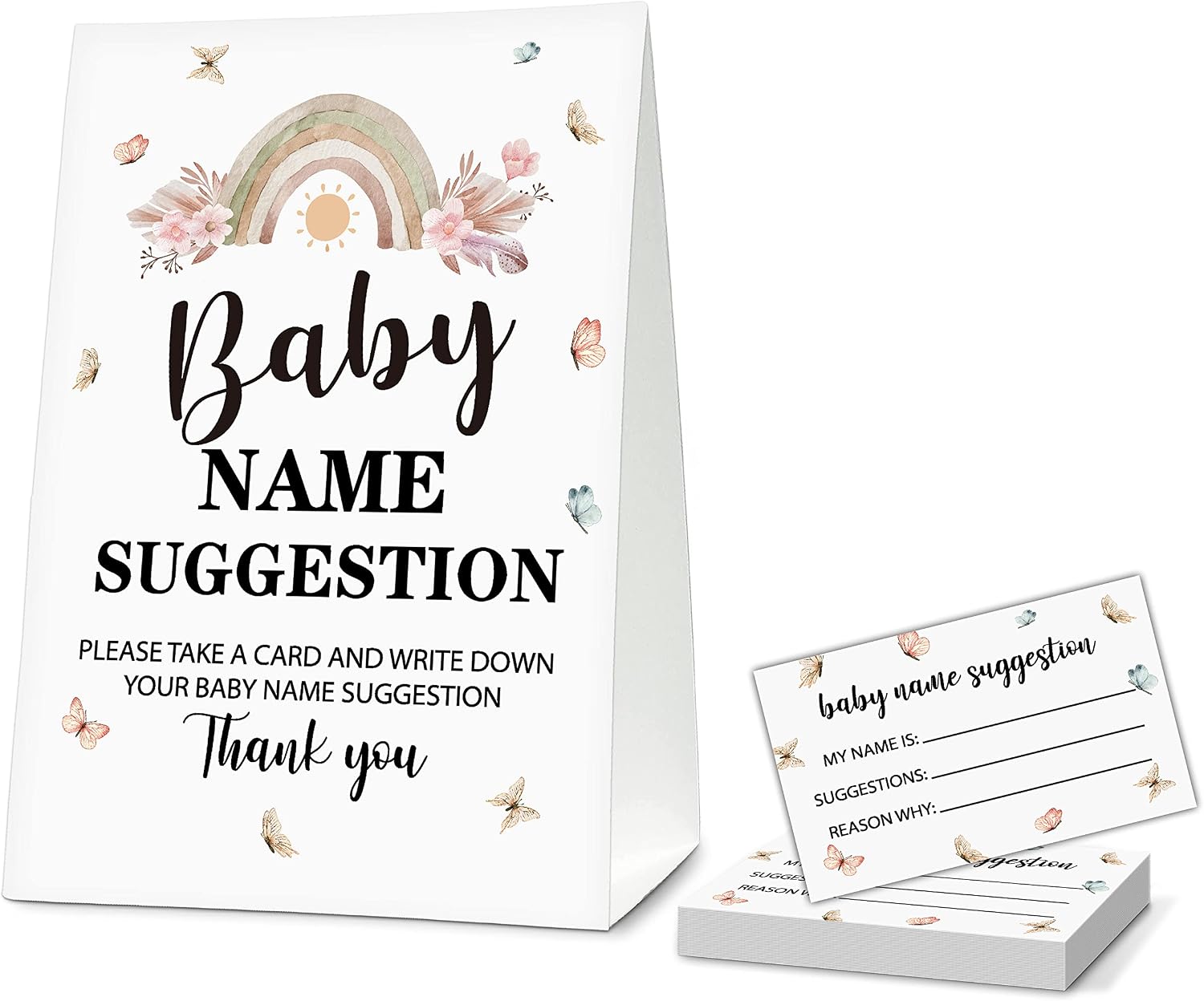 Amazon.com: ONDTOM Boho Rainbow Baby Shower Party 5"x7" Self-Standing ...